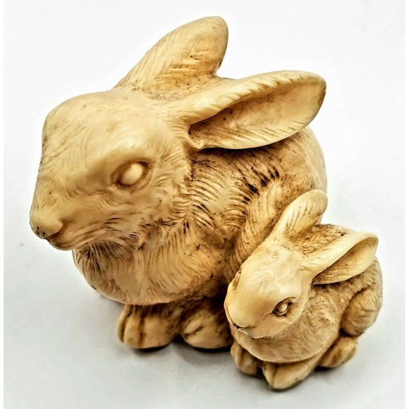 Wony? | Accents | Resin Rabbits Miniature Figurine Wony Mother Baby ...